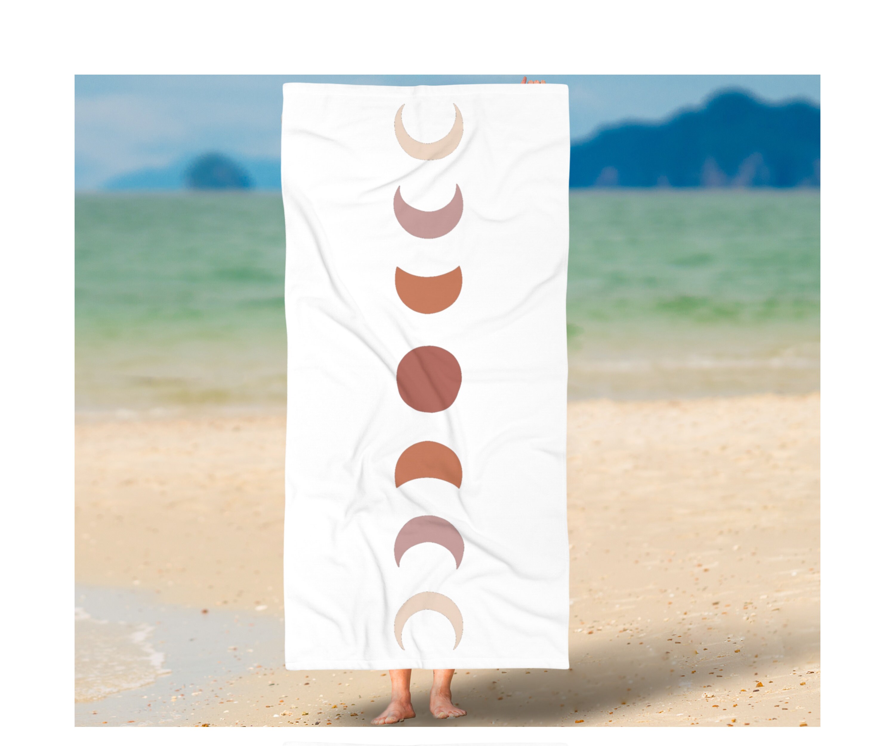 Moon Phase Beach Towel, Gift for Her, Celestial Beach Towel, Moon Phase ...