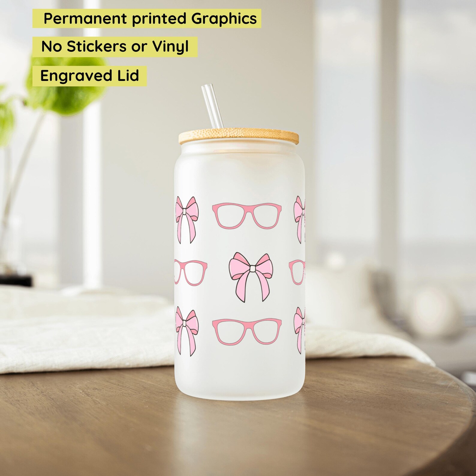 Eye Doctor Girly Iced Glass Cup With Lid and Straw, Group Optometrist ...