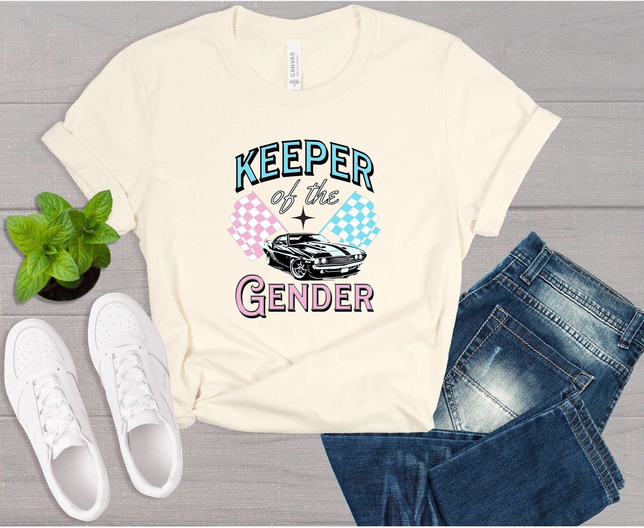 Keeper of the Gender Race Car Themed Shirt, Gender Announcement Gift ...