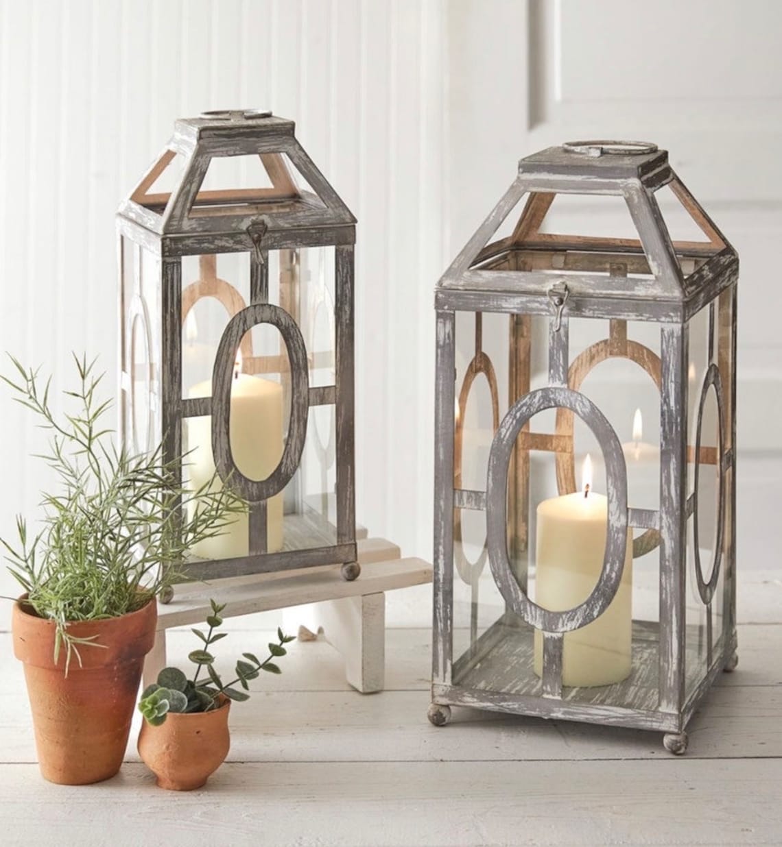 Small Weathered Look Farmhouse Style Lantern - Etsy