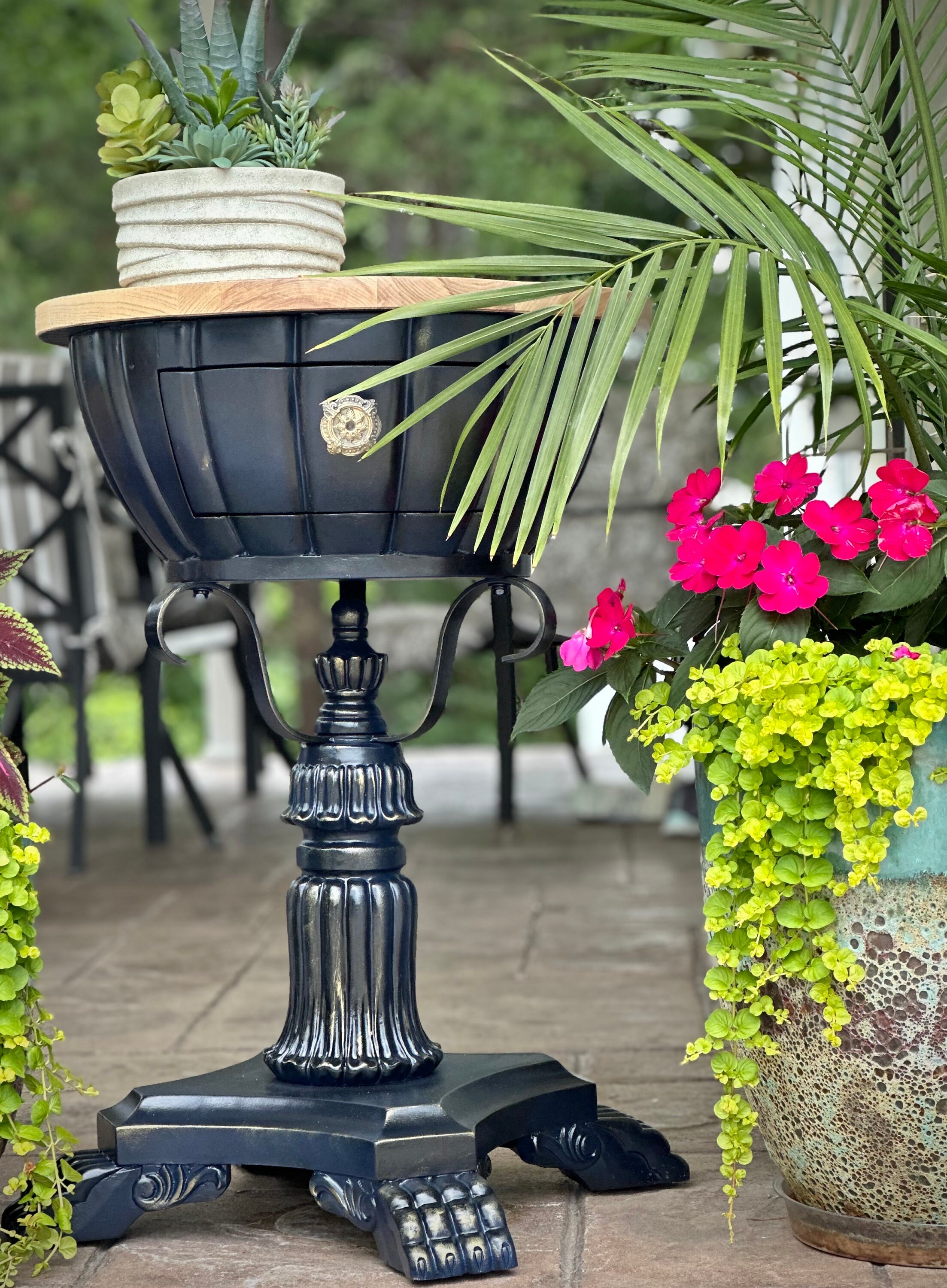 Blue Round Accent Stand - Etsy