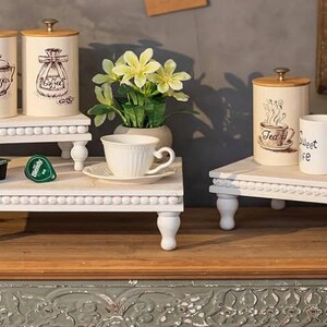 Set of 2 Beaded Distressed White Wooden Risers - Etsy