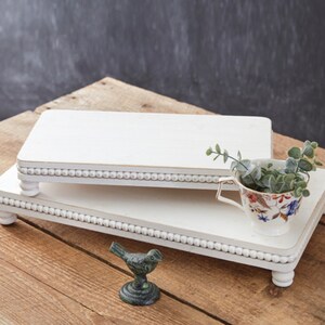 Set of 2 Beaded Distressed White Wooden Risers - Etsy