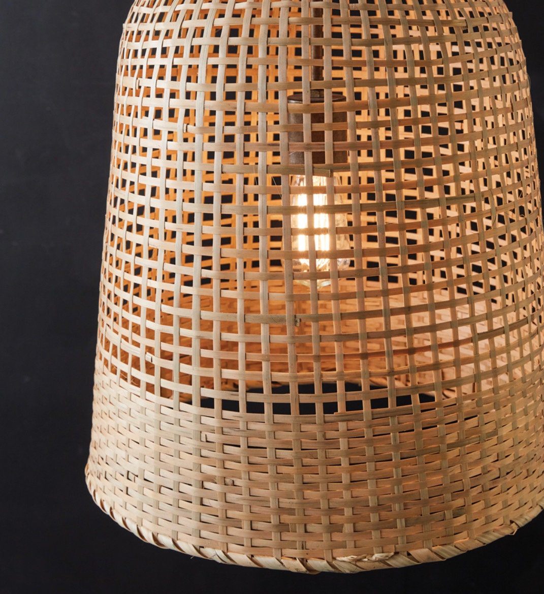 Woven Rattan Boho Style Pendant Light - Etsy