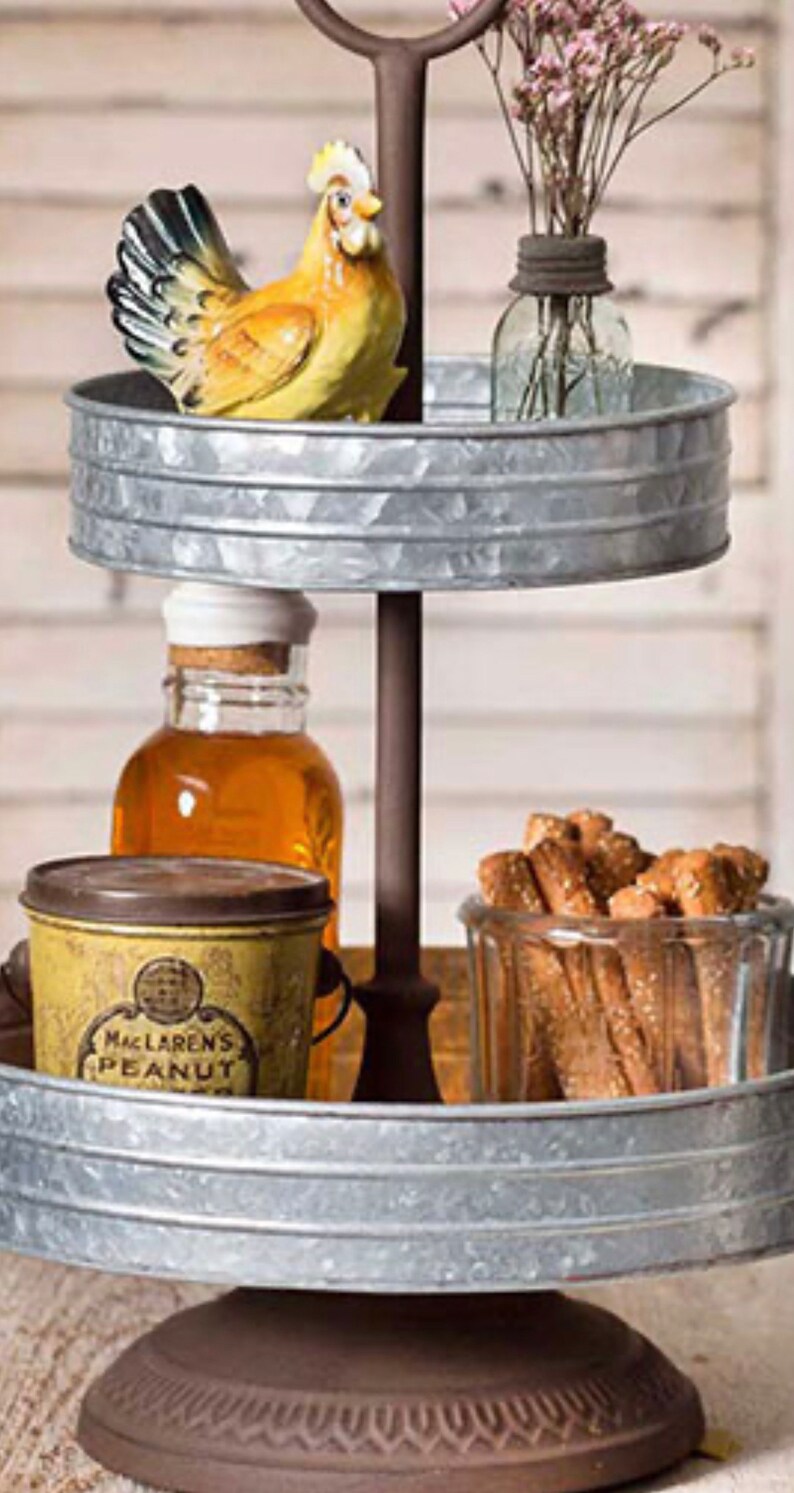 Rustic Farmhouse Industrial Two Tiered Tray - Etsy