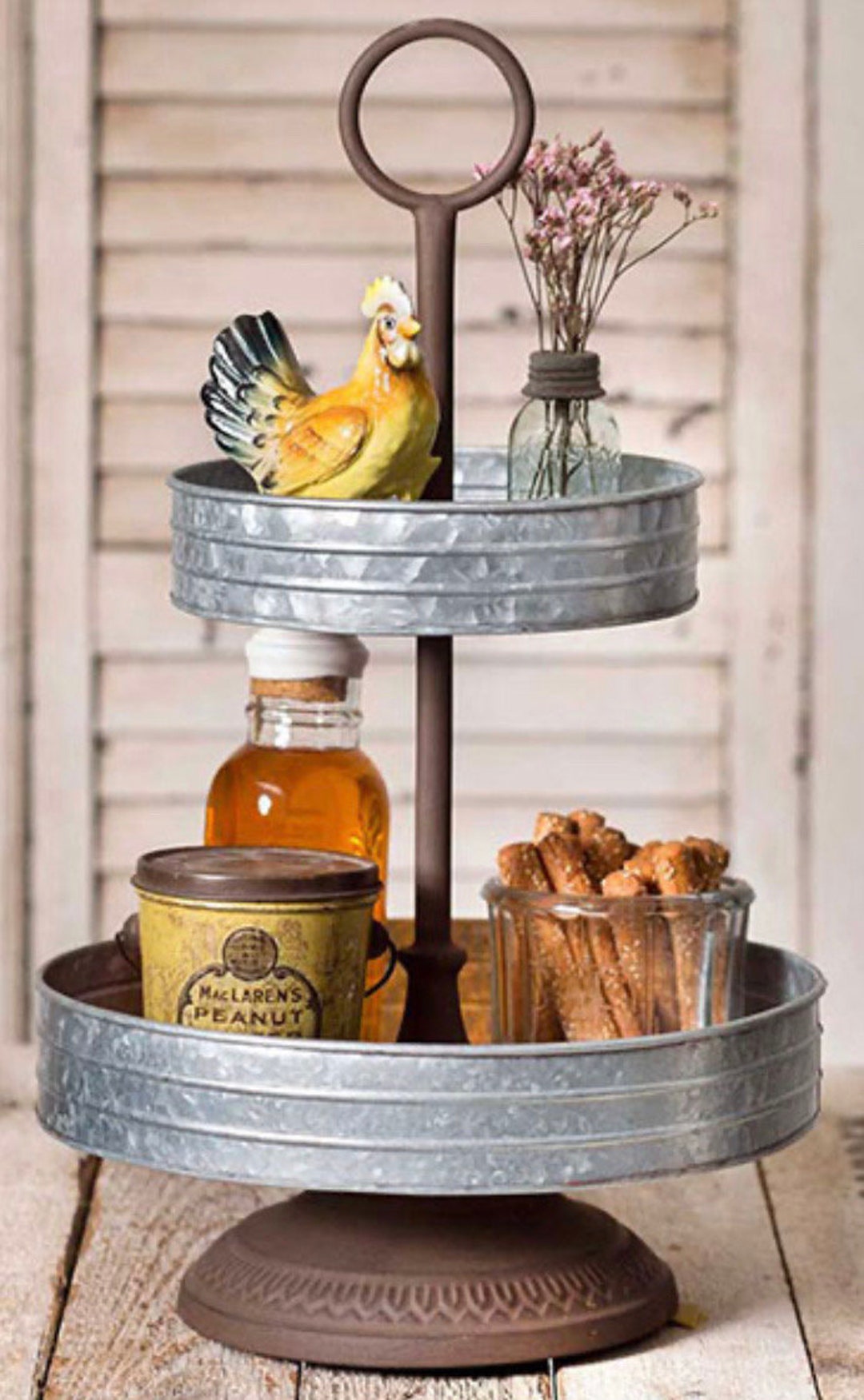 Rustic Farmhouse Industrial Two Tiered Tray - Etsy