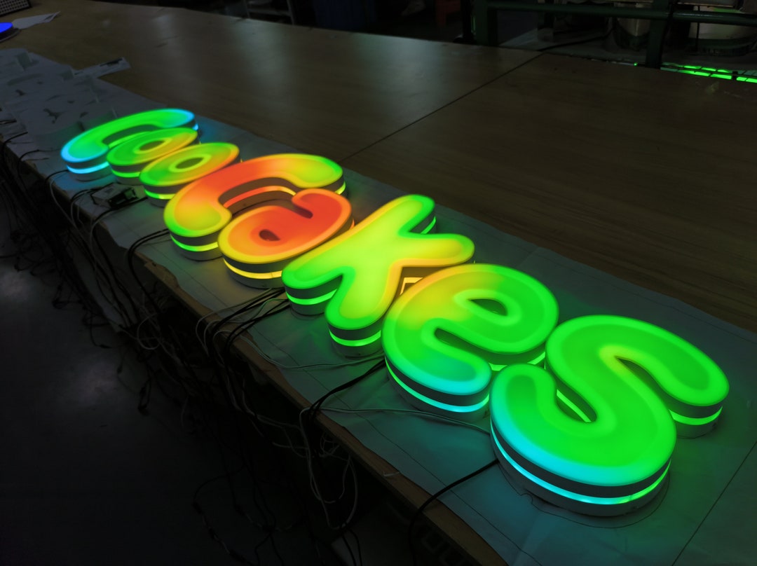 Custom 3d Led Signage, Custom Outdoor Logo, Light Sign 3d Brushed Metal ...