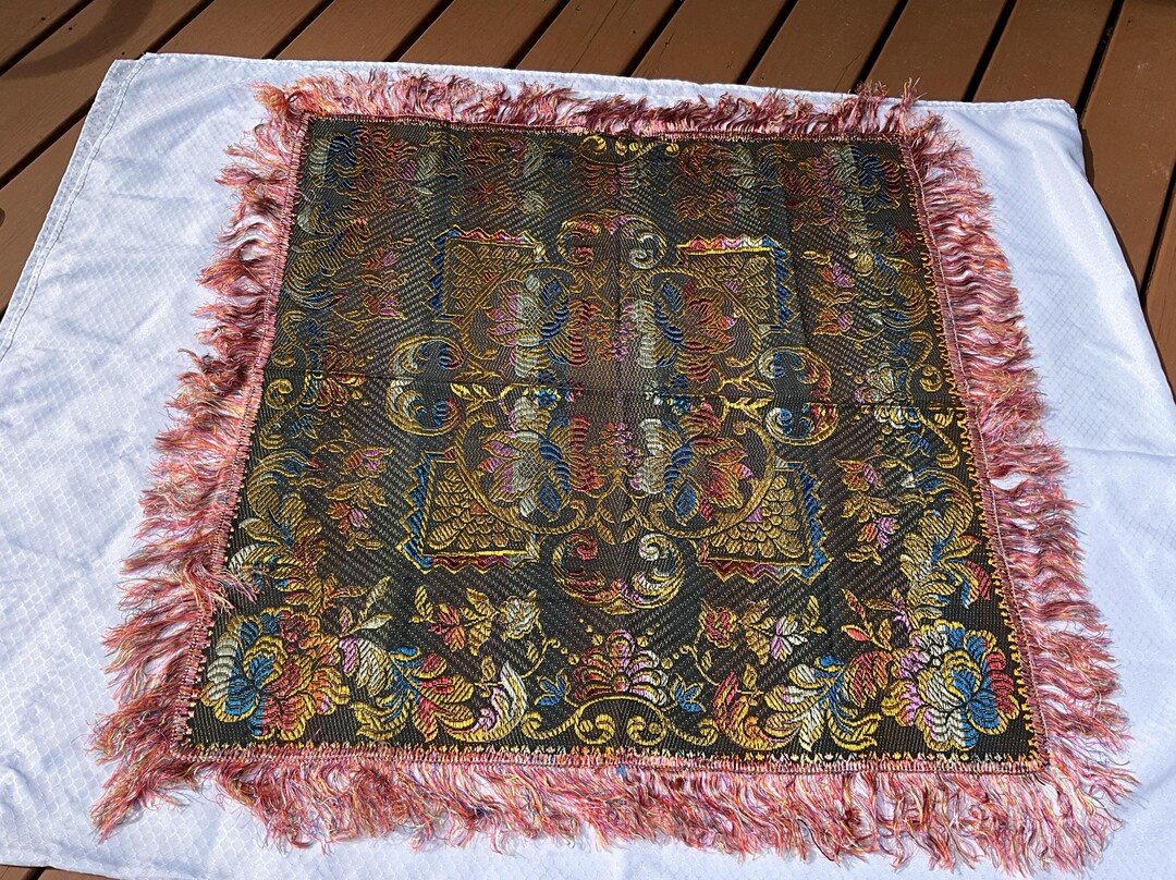 Stunning Italy Silk Square Tablecloth, Vibrant Colors With Fringe Edge ...