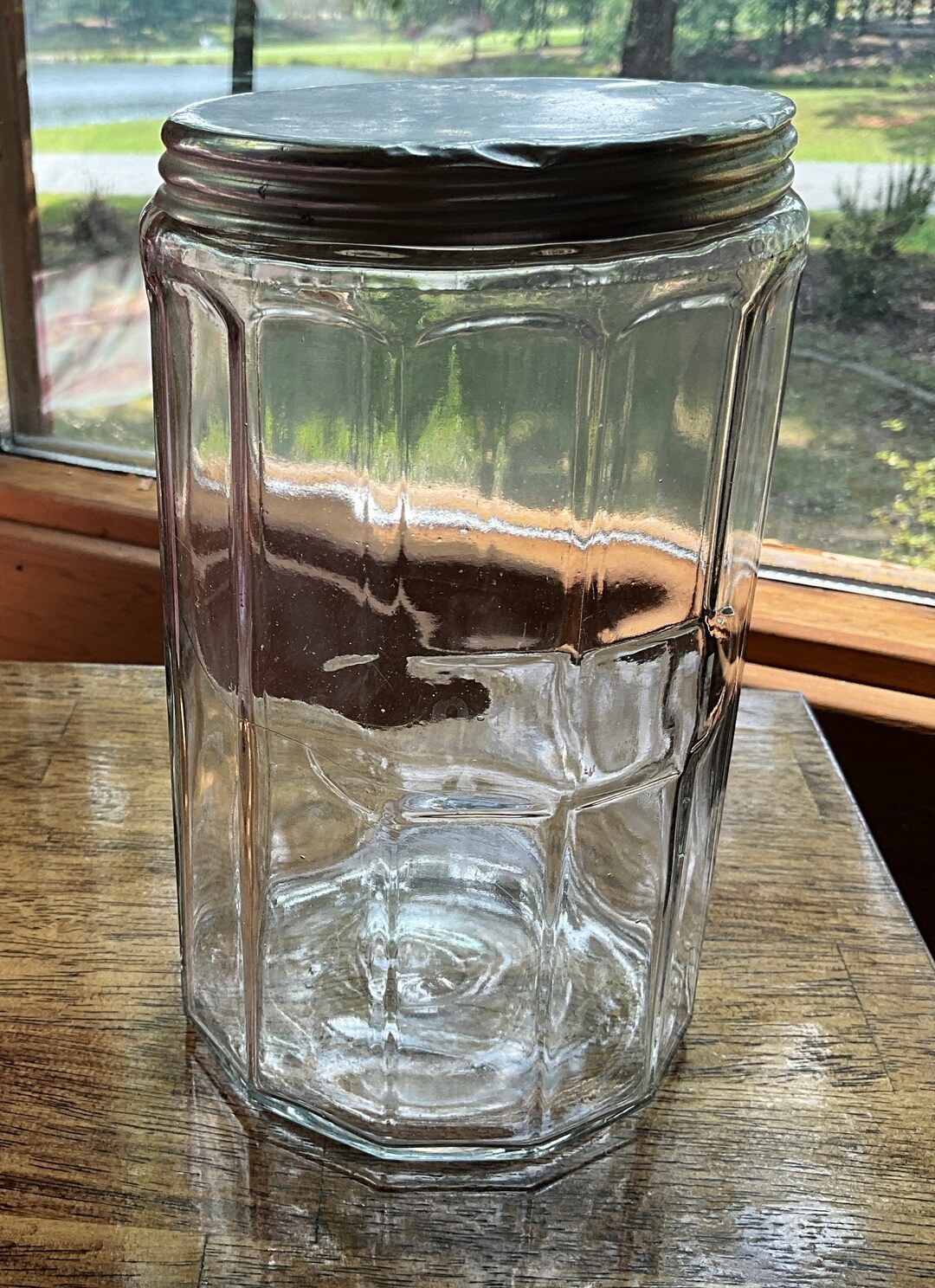 Vintage Etched Hoosier 12 Panel Cereal Glass Jar With Lid, 7 Tall - Etsy