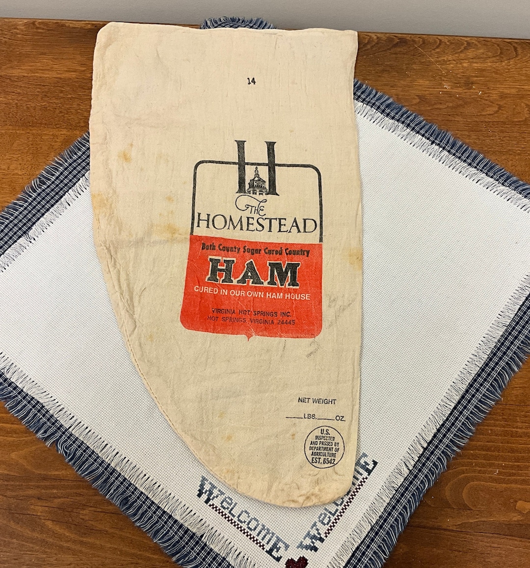 The Homestead Country Ham Cloth Sack. Hot Springs Virginia - Etsy