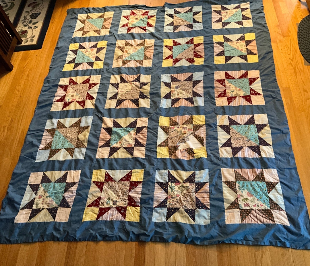 Vintage Completed Octagon Star Quilt Hand Made Tied - Etsy