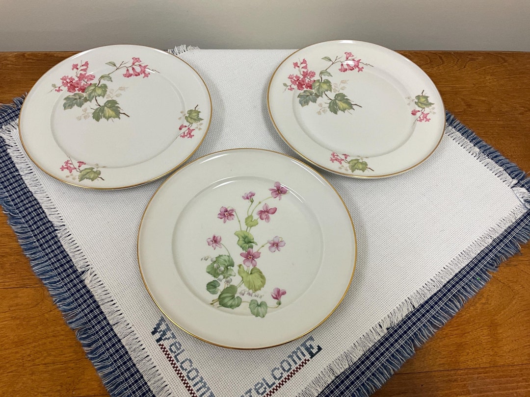 Hutschenreuther Selb Bavaria Plate Lot of 3. Violet and Idlewild Flower ...