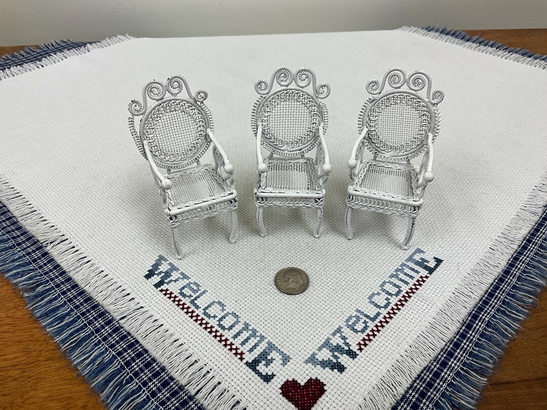 Alice Lacy Metal Wicker Ornate Chair Lot of 3, Doll House Miniature - Etsy