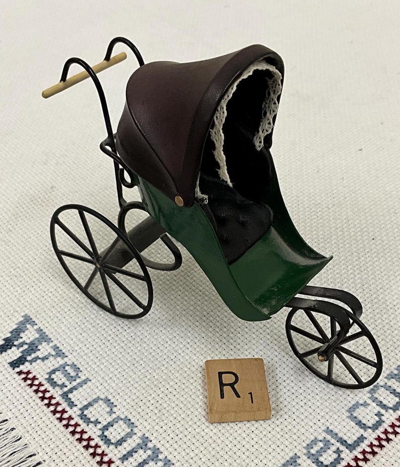 Vintage Colin & Yvonne Roberson Baby Carriage Pram Doll House Miniature ...