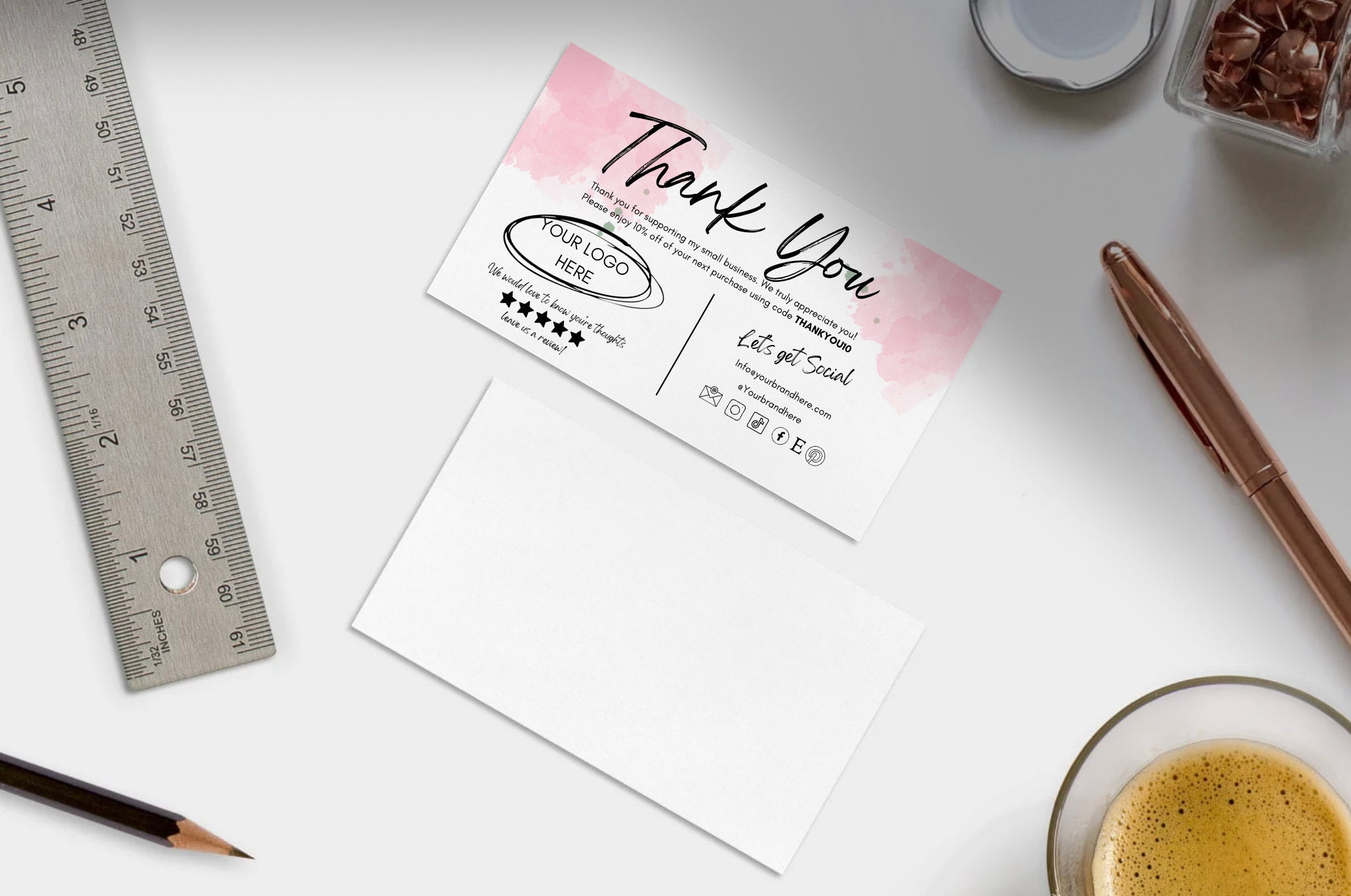 Small Business thank You Standard Business Card 3x2.5 Printable, Simple ...