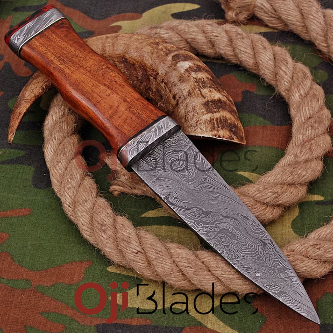 Hunting Knife With Contoured Wood Handle Sheath Included - Etsy