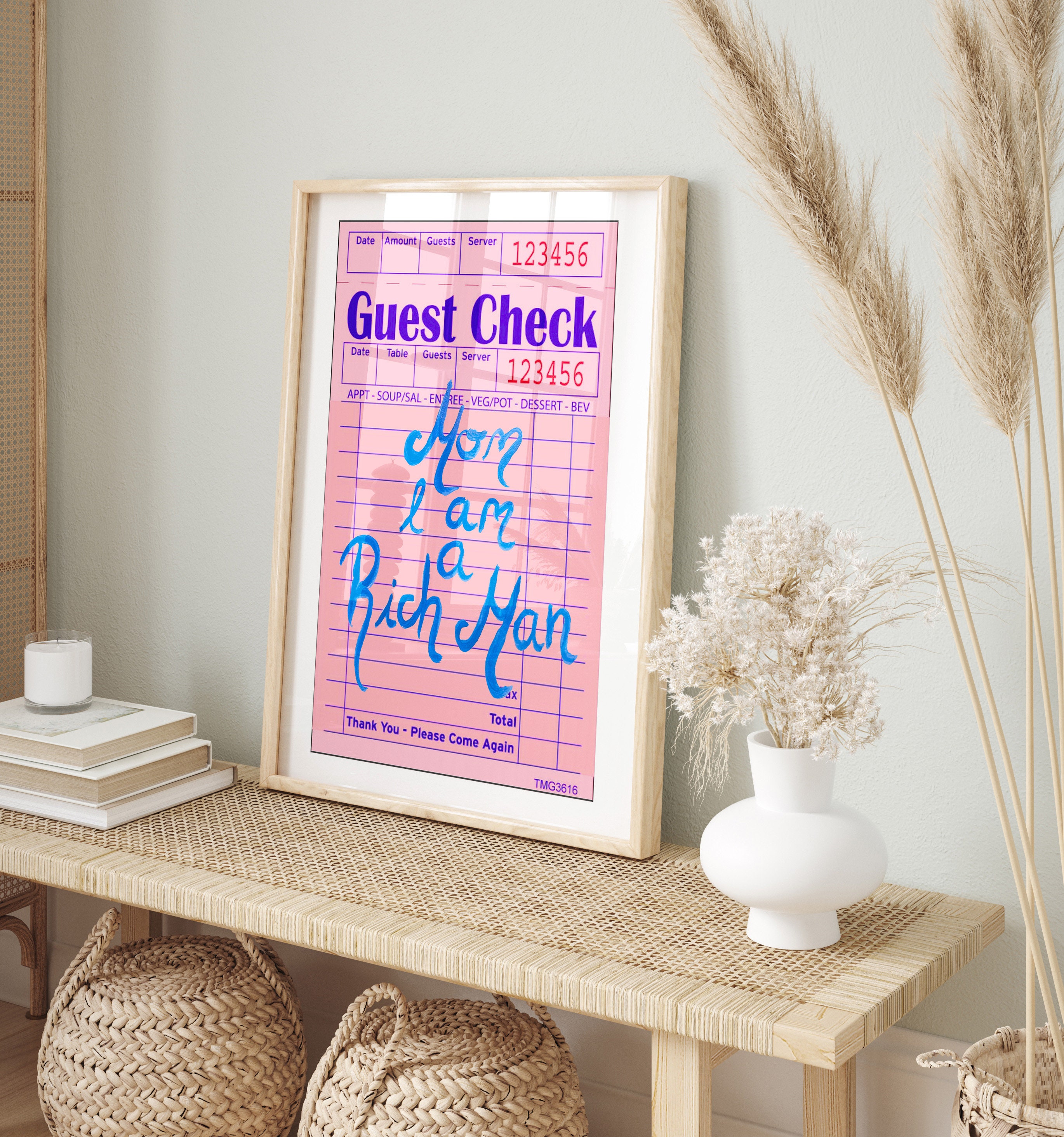 Mom I Am A Rich Man Guest Check Poster, Affirmation Art, Cher Art, Bar Cart Wall Art, Guest ...