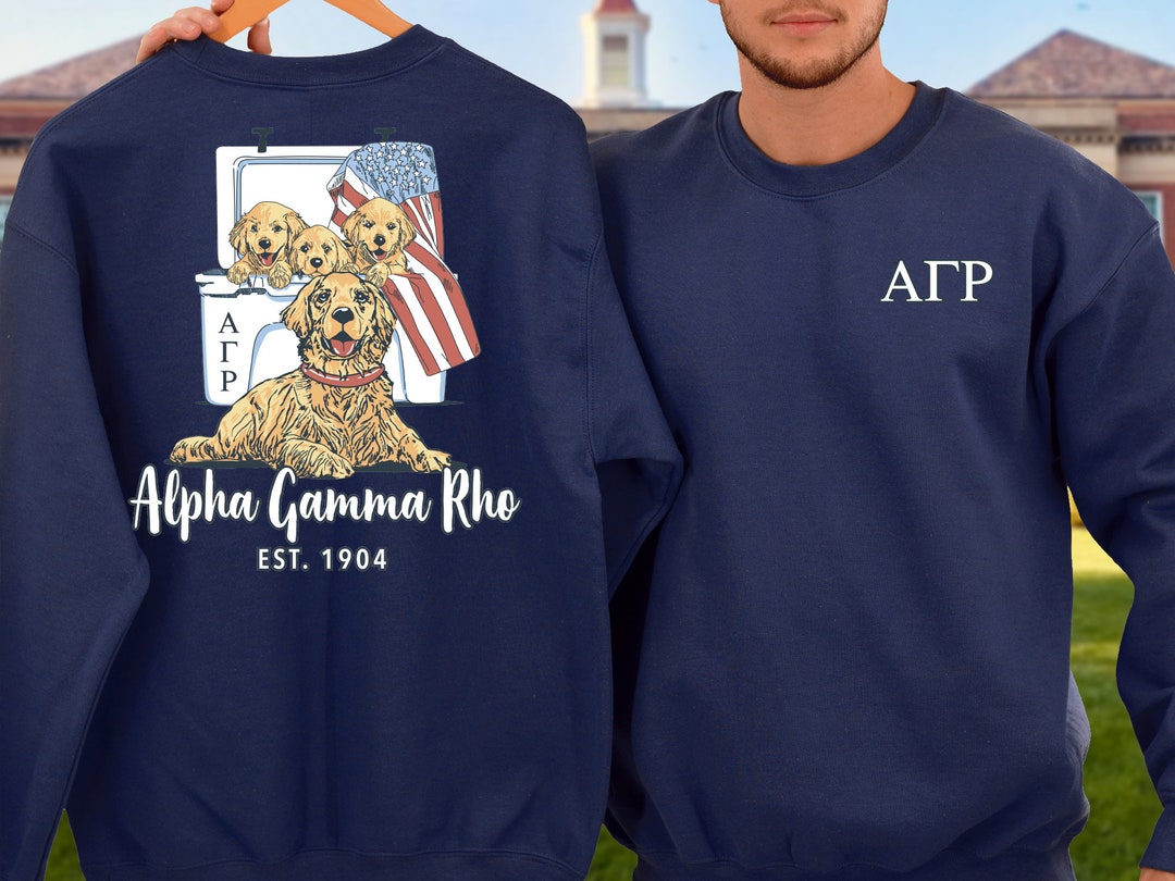 Alpha Gamma Rho Fraternity Crewneck Sweatshirt Golden Retriever Cooler ...