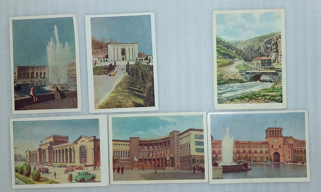 6 Colorful Postcards Depicting Soviet Armenia Yerevan, 1960, Gosznak ...