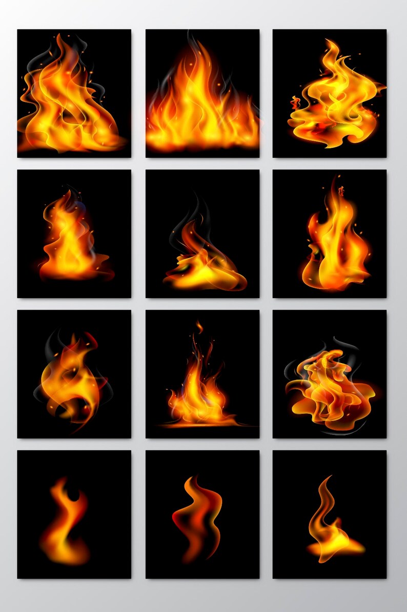 Realistic Flames Clipart, Fire Clipart, Flames AI, Flame Graphics, Fire ...