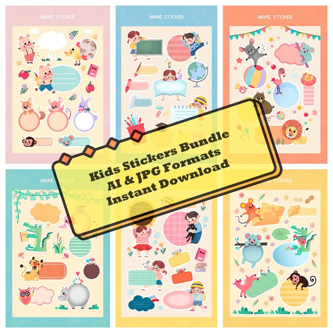 Kids Stickers Clipart Bundle Children's - Etsy