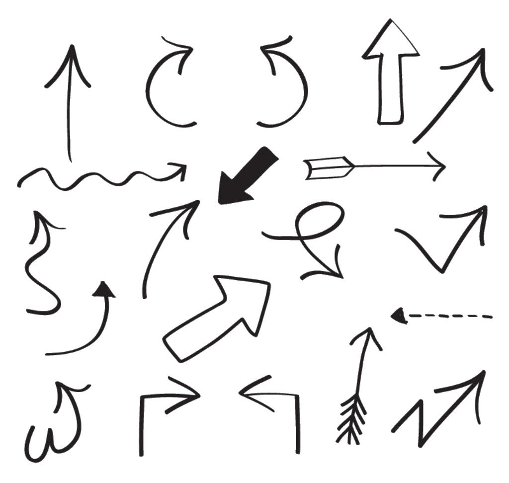 Hand Drawn Cartoon Arrow Doodle Icons Bundles Clipart - Etsy