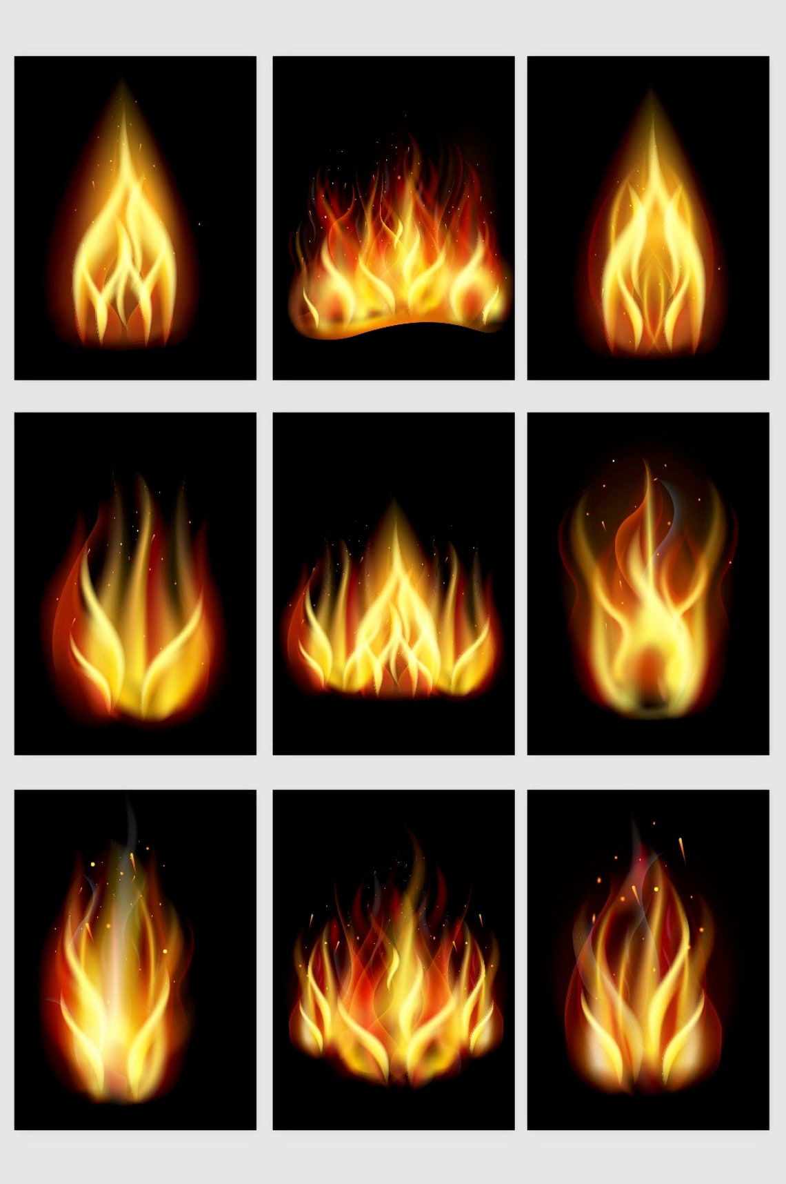 Realistic Flames Clipart, Fire Clipart, Flames AI, Flame Graphics, Fire ...