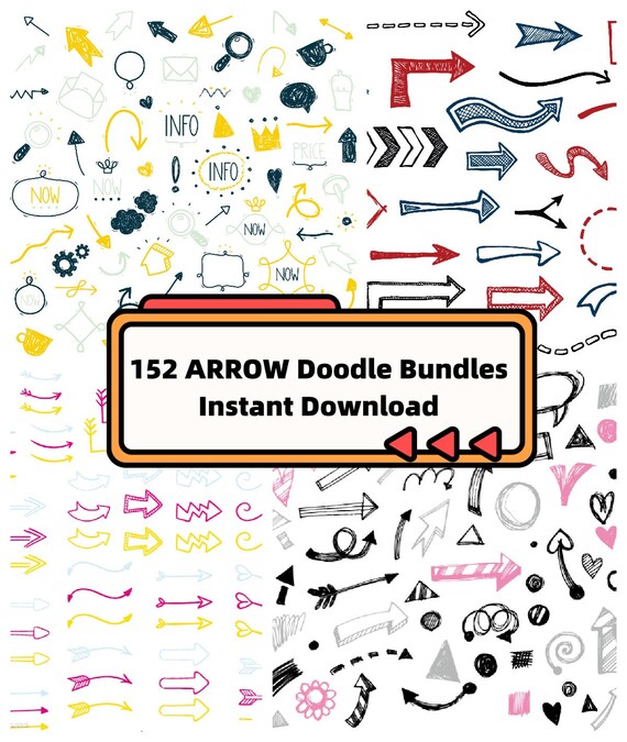Hand Drawn Cartoon Arrow Doodle Icons Bundles Clipart - Etsy