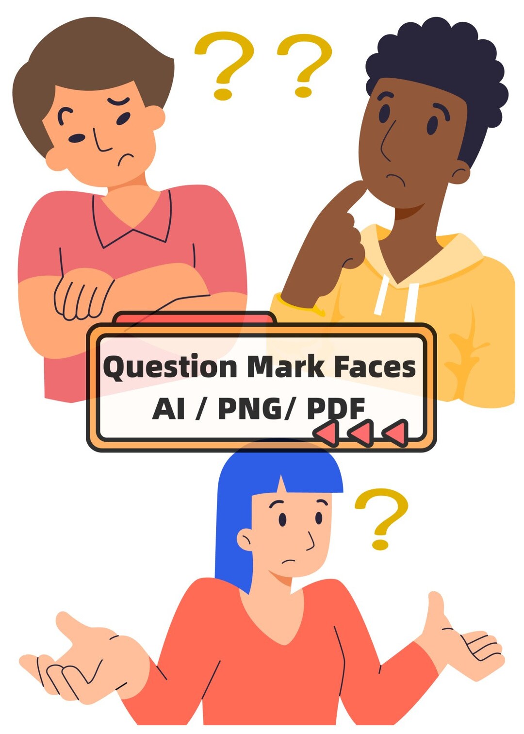 10 Question Mark Faces Clipart Bundle AI Png PDF Printable - Etsy