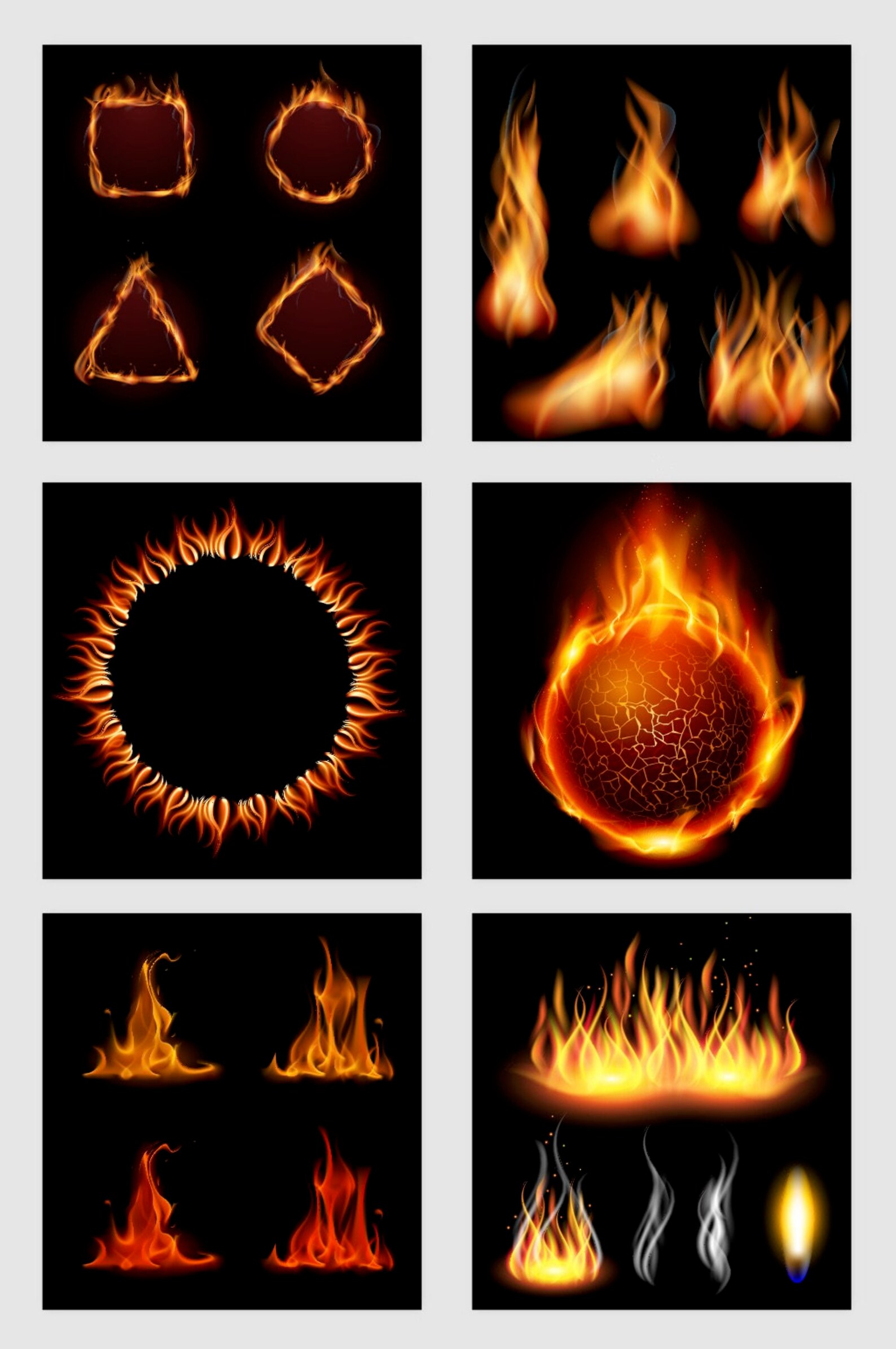 Realistic Flames Clipart, Fire Clipart, Flames AI, Flame Graphics, Fire ...