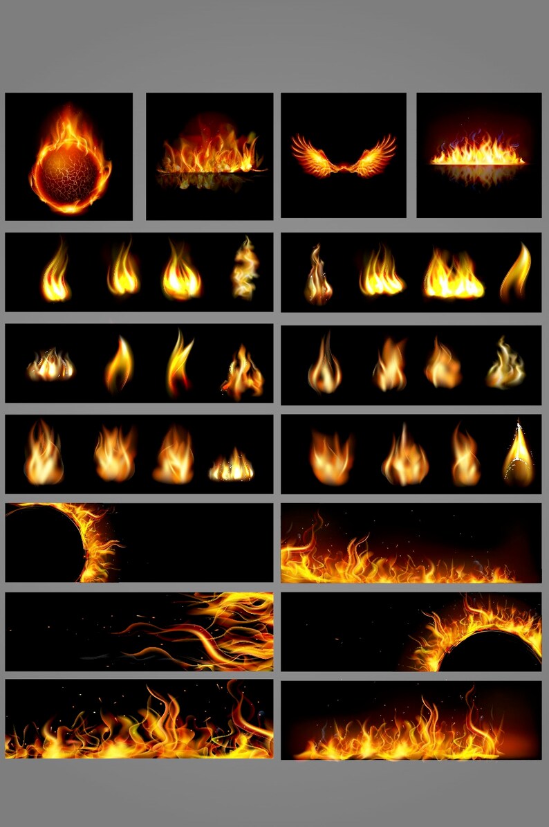 Realistic Flames Clipart, Fire Clipart, Flames AI, Flame Graphics, Fire ...