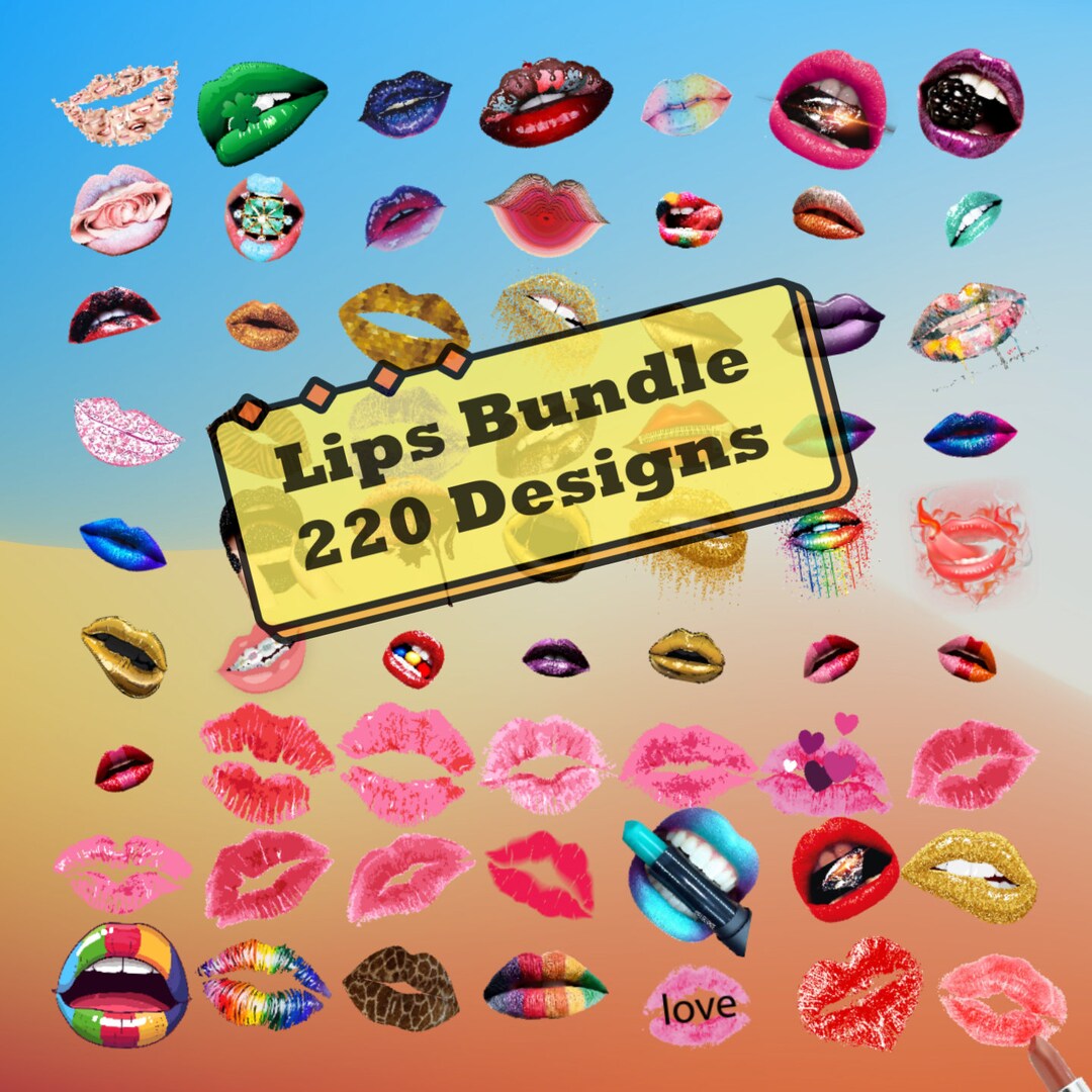 220 Stylish Design Lips Clipart Bundle Colorful Bitting - Etsy