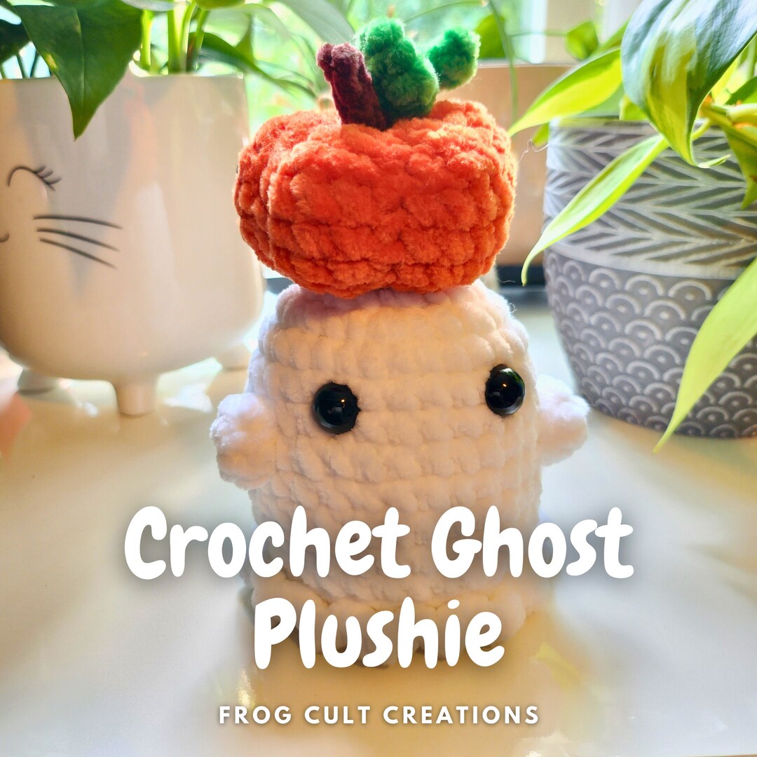 Handmade Crochet Ghost Plushie: Halloween Decor With Pumpkin or Sprout ...