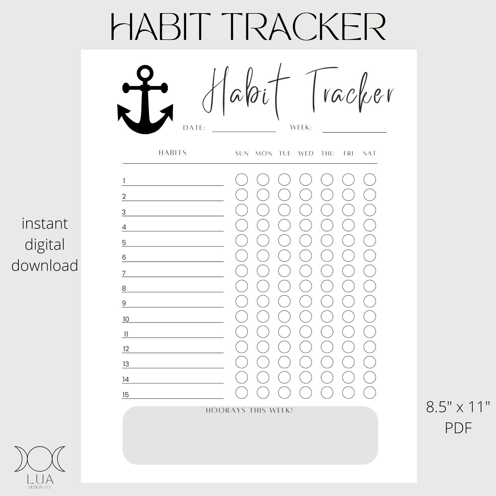 Daily Habit Tracker, Goal Tracker, Habit Tracker, Anchor, Goal Setting ...
