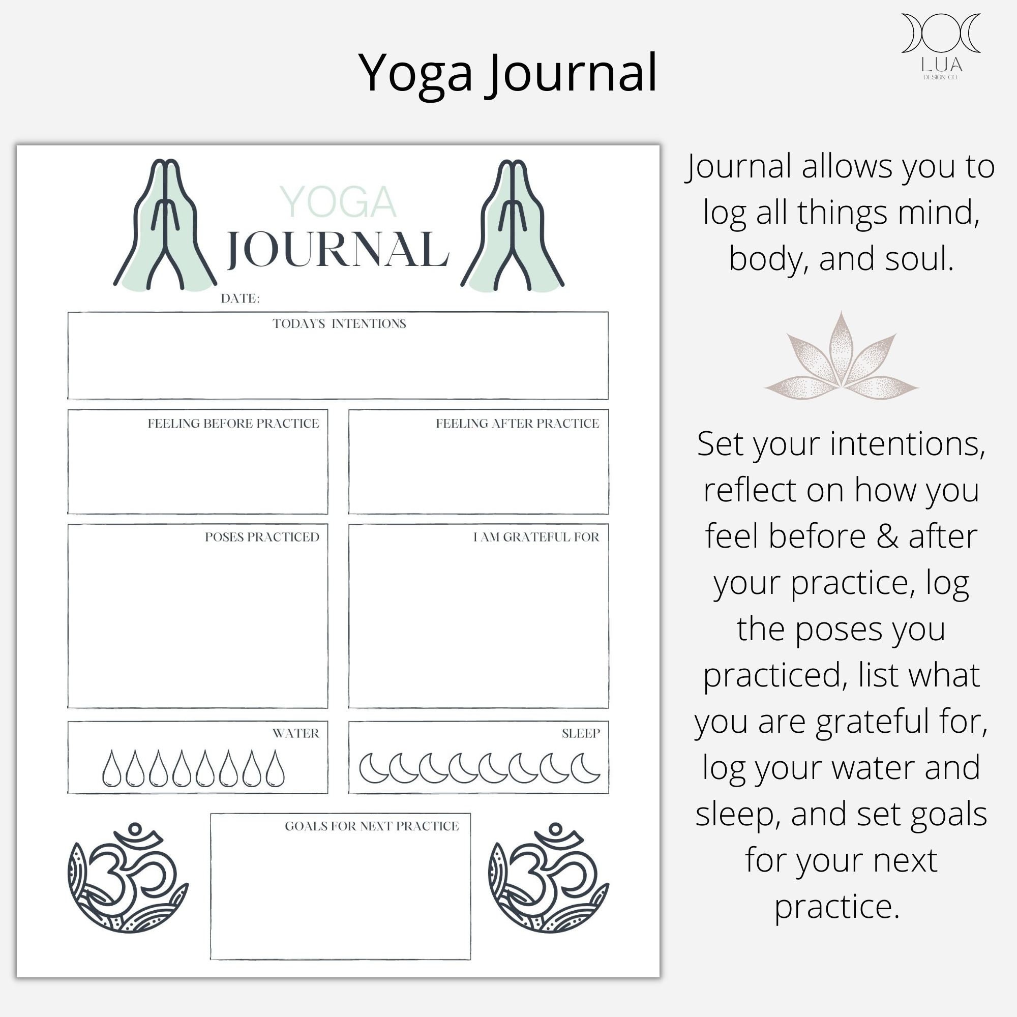Yoga Journal Printable, Daily Yoga Journal, Daily Yoga Log, Yoga ...