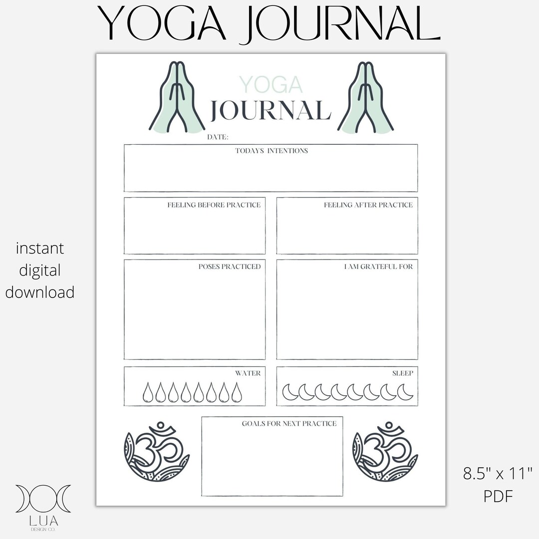 Yoga Journal Printable, Daily Yoga Journal, Daily Yoga Log, Yoga Journal, Daily Yoga Practice ...