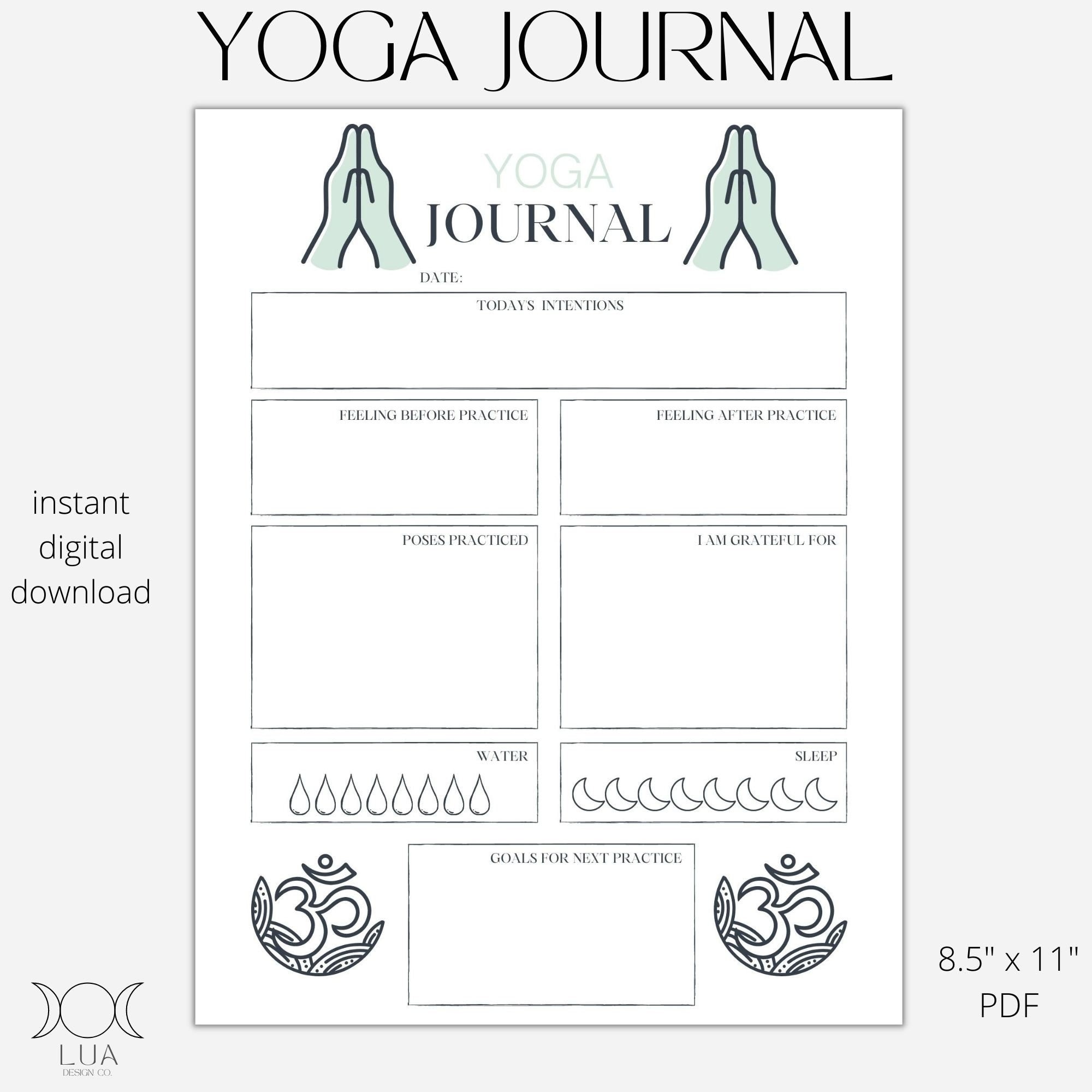 Yoga Journal Printable, Daily Yoga Journal, Daily Yoga Log, Yoga ...