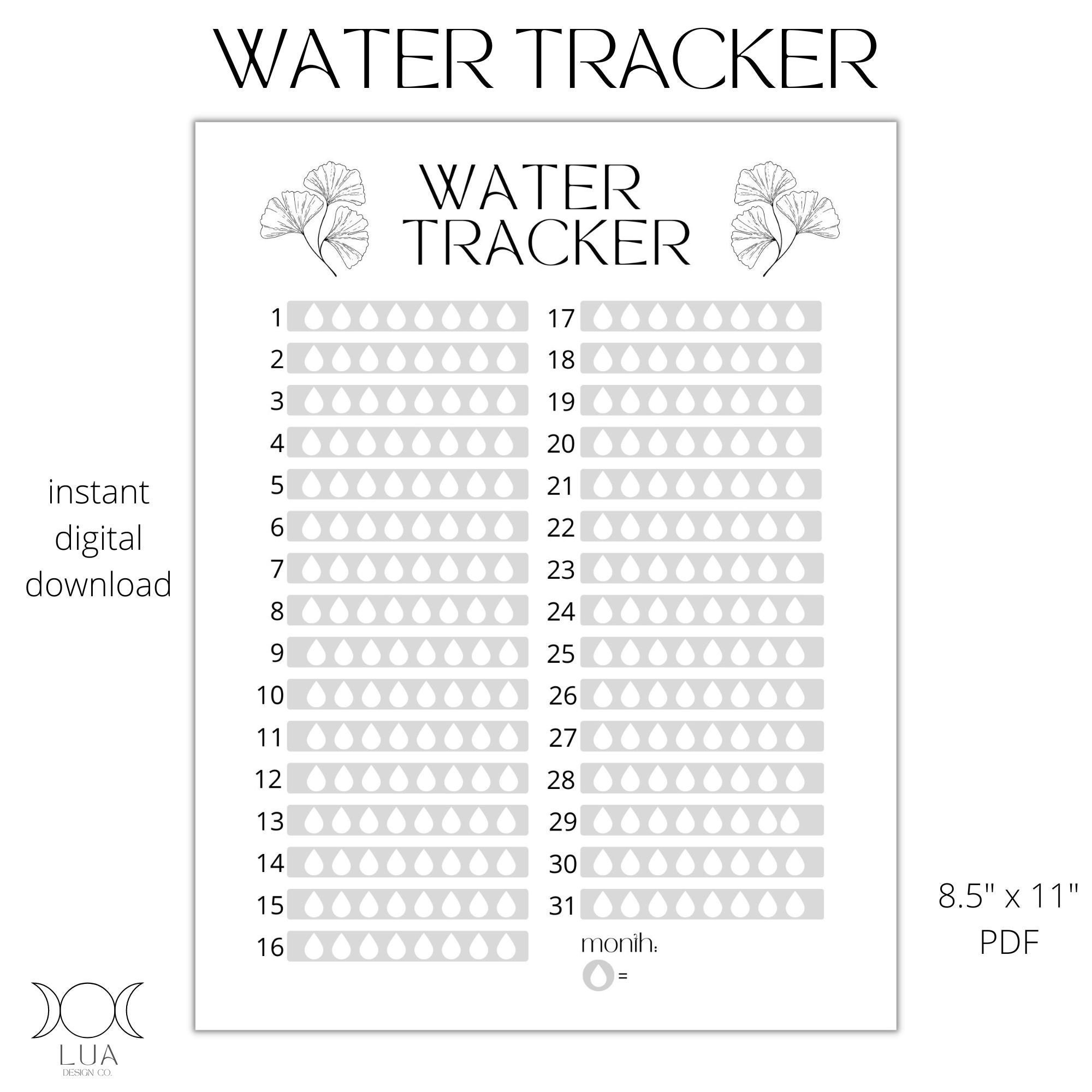 Water Tracker, Daily Water Tracker, Daily Habit Tracker, Water Tracker ...