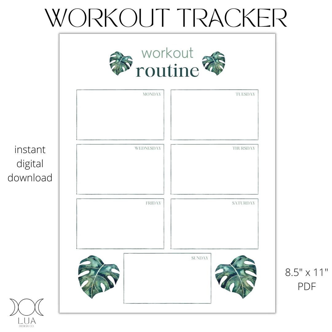 Workout Tracker, Workout Log, Daily Workout Tracker, Daily Workouts ...