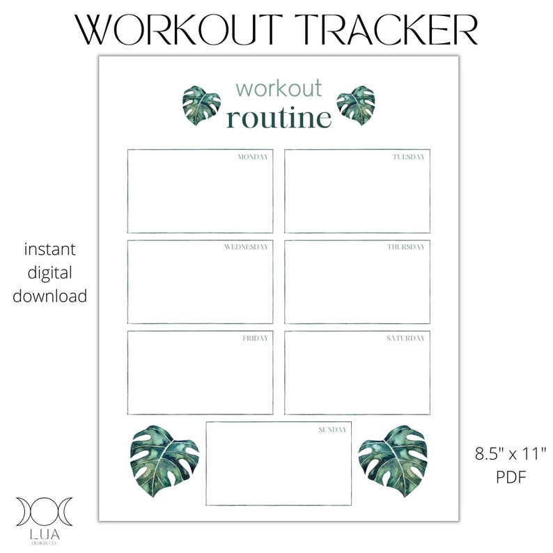 Workout Tracker, Workout Log, Daily Workout Tracker, Daily Workouts ...