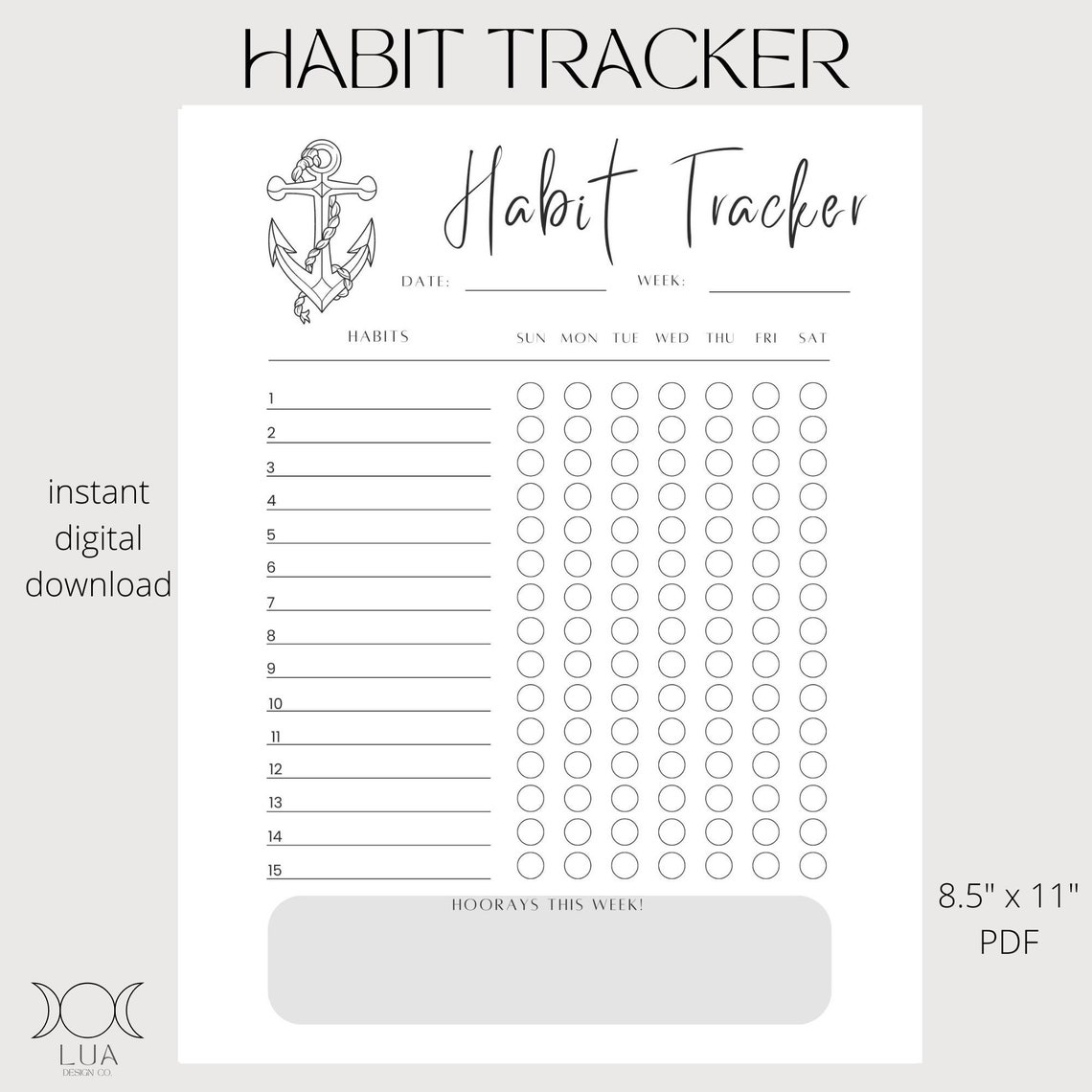 Daily Habit Tracker, Goal Tracker, Habit Tracker, Anchor, Goal Setting ...