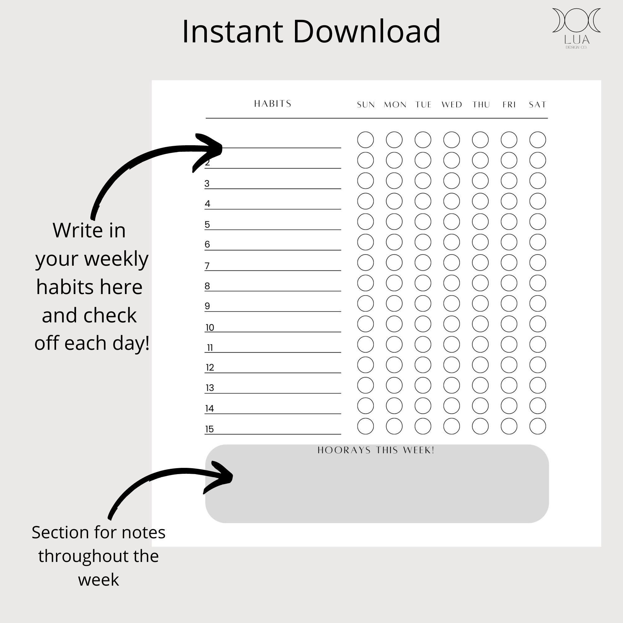 Daily Habit Tracker, Goal Tracker, Habit Tracker, Anchor, Goal Setting ...