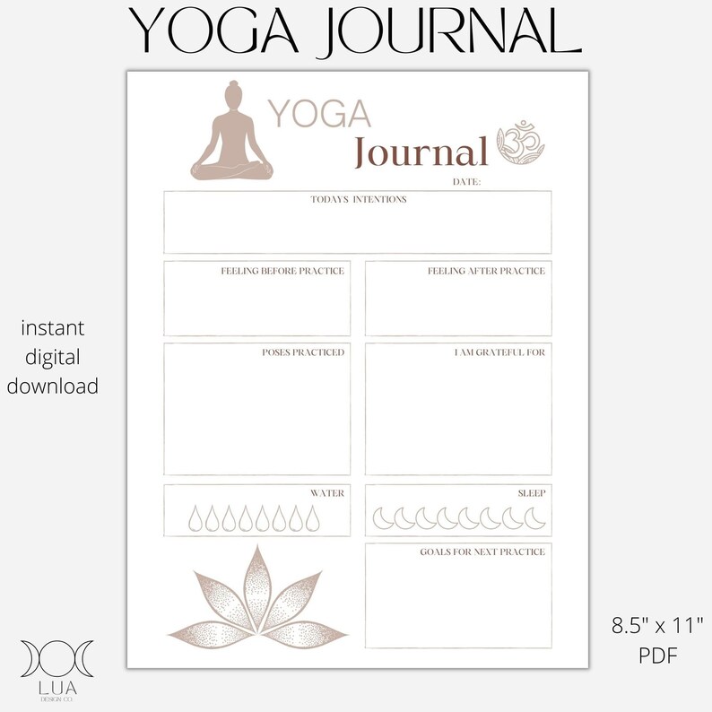 Daily Yoga Journal, Yoga Journal, Yoga, Habit Tracker, Yoga Log, Yoga ...
