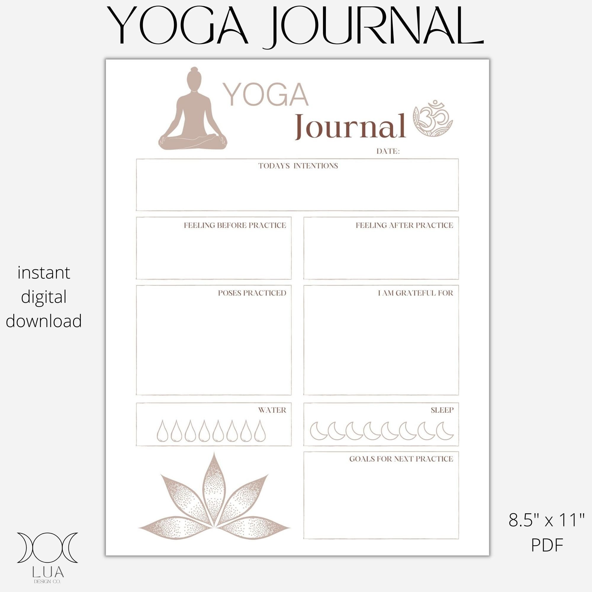 Daily Yoga Journal, Yoga Journal, Yoga, Habit Tracker, Yoga Log, Yoga Practice Log, Yoga Journal ...
