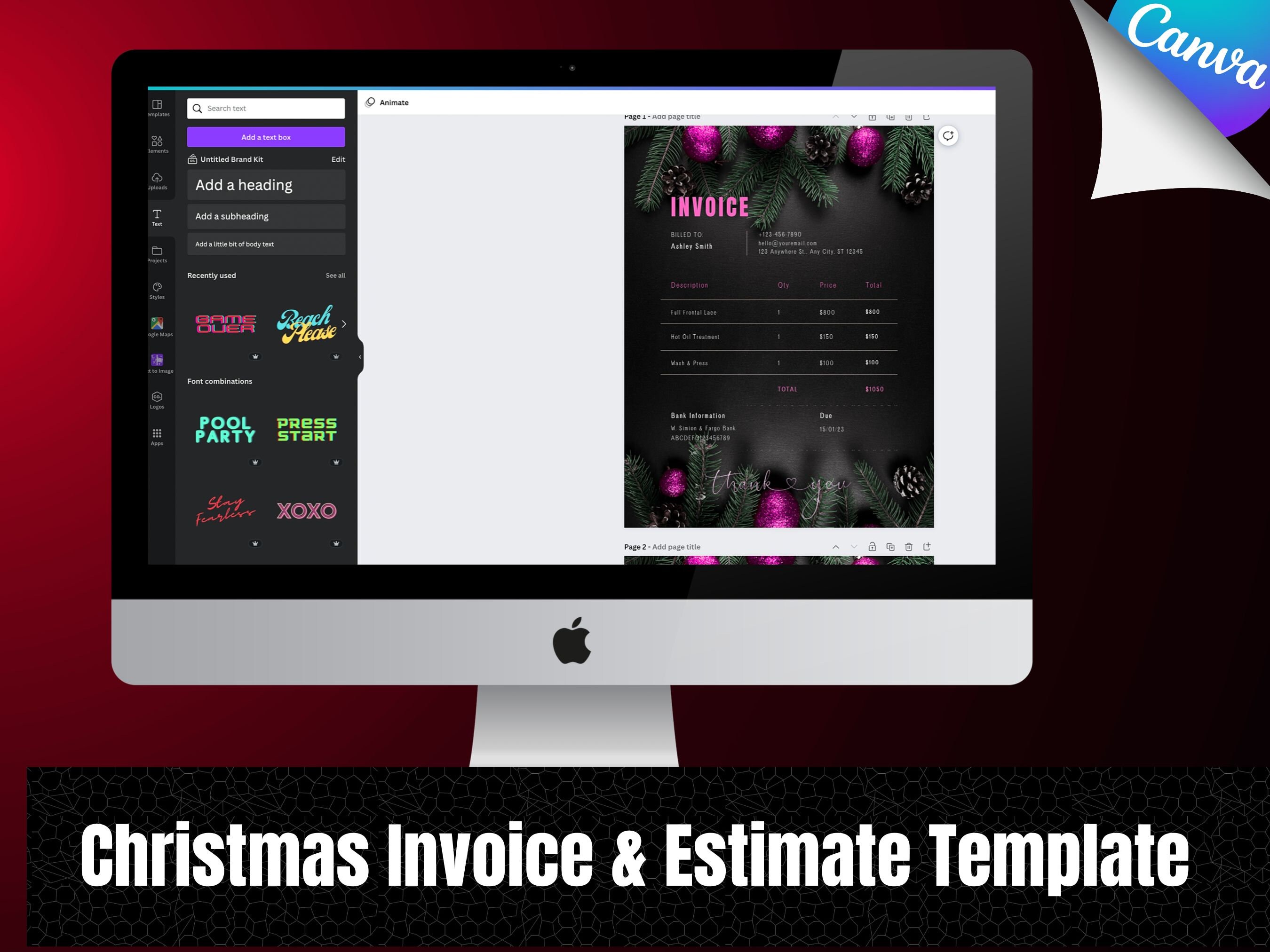 Invoice Template Printable I Canva Template I Editable Order Form I ...