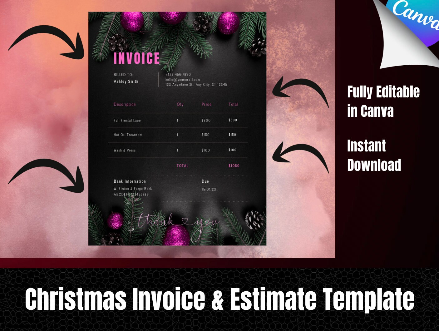 Invoice Template Printable I Canva Template I Editable Order Form I ...