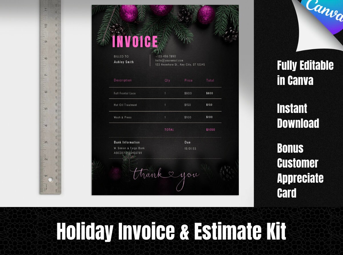 Invoice Template Printable I Canva Template I Editable Order Form I ...