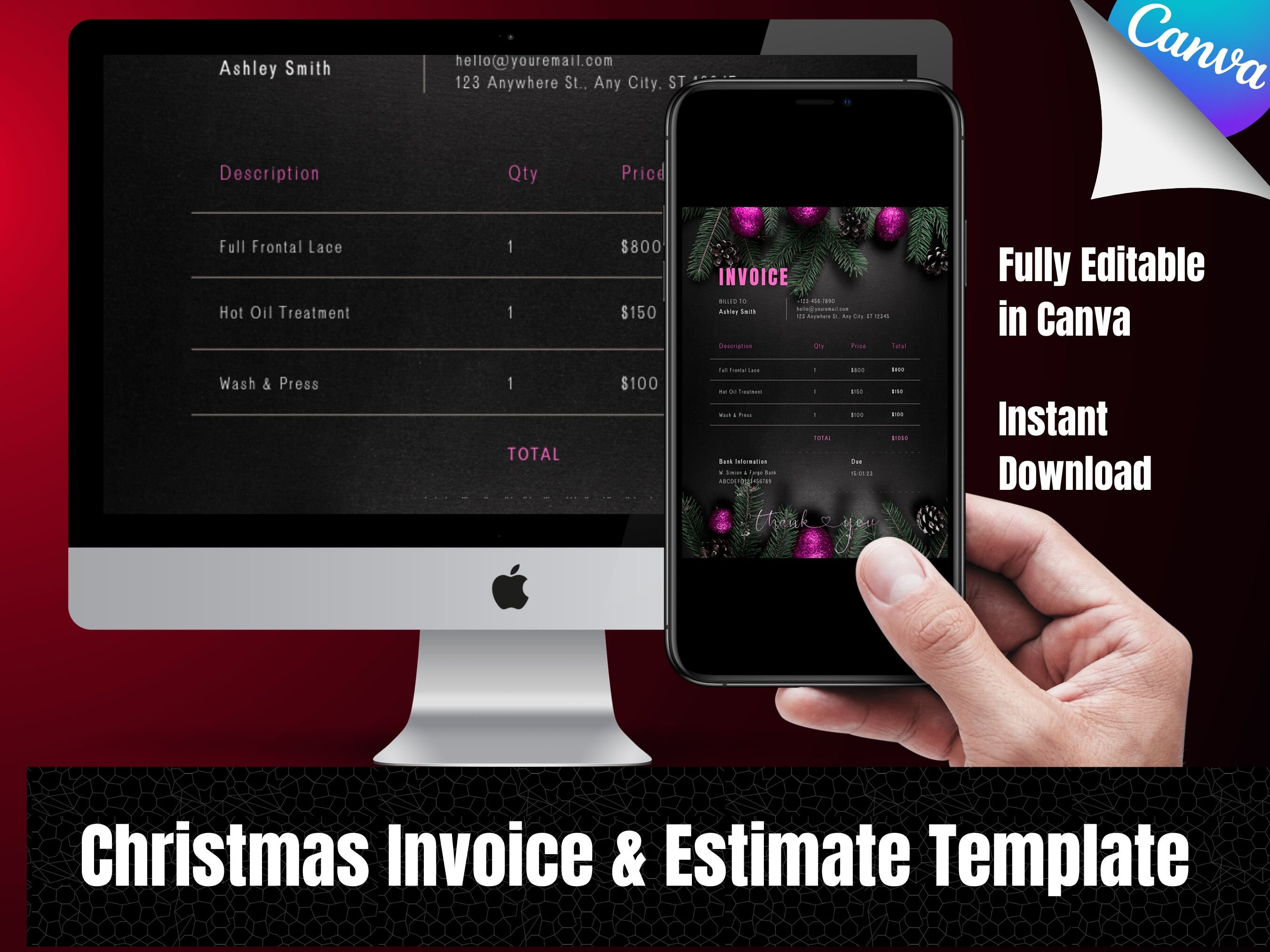 Invoice Template Printable I Canva Template I Editable Order Form I ...