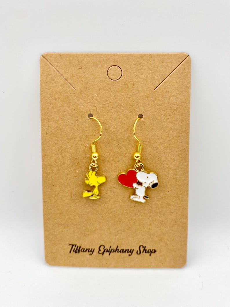 Peanuts Inspired Snoopy and Woodstock Earrings Petite for Valentines ...