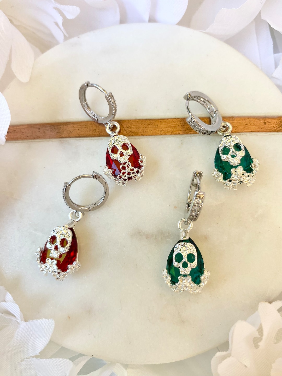 Pirates of the Caribbean Inspired Silver Rhinestone Huggy Hoop Dangly ...